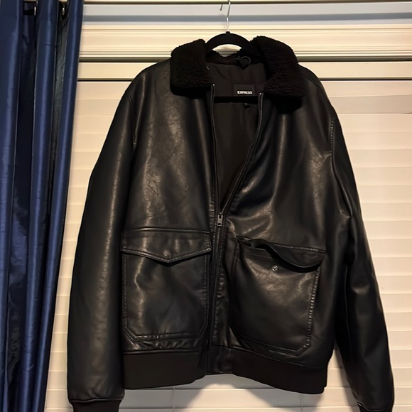 Express | Jackets & Coats | Xl Express Mens Black Pleather Jacket ...
